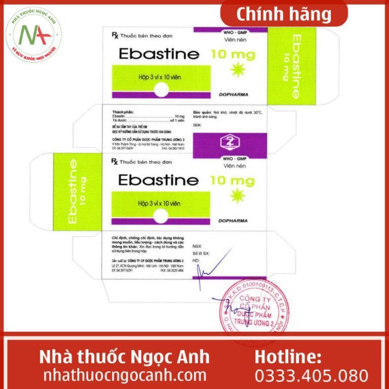 Thuốc Ebastine 10mg Dopharma là thuốc gì, mua ở đâu, giá bao nhiêu?