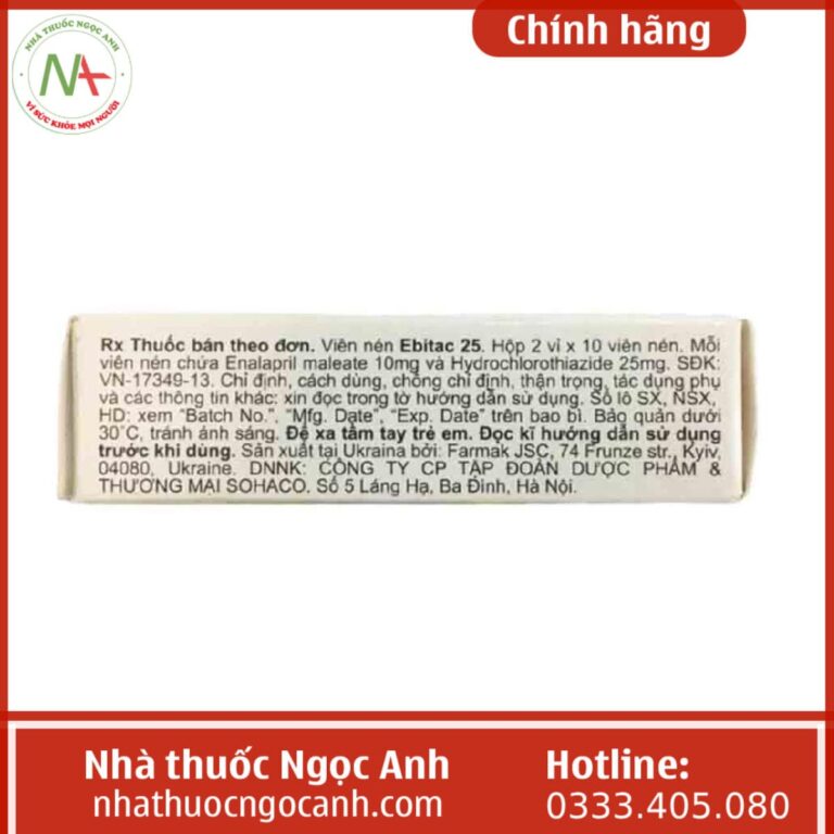 Thuốc huyết áp Ebitac 25 là thuốc gì, giá bao nhiêu, mua ở đâu?