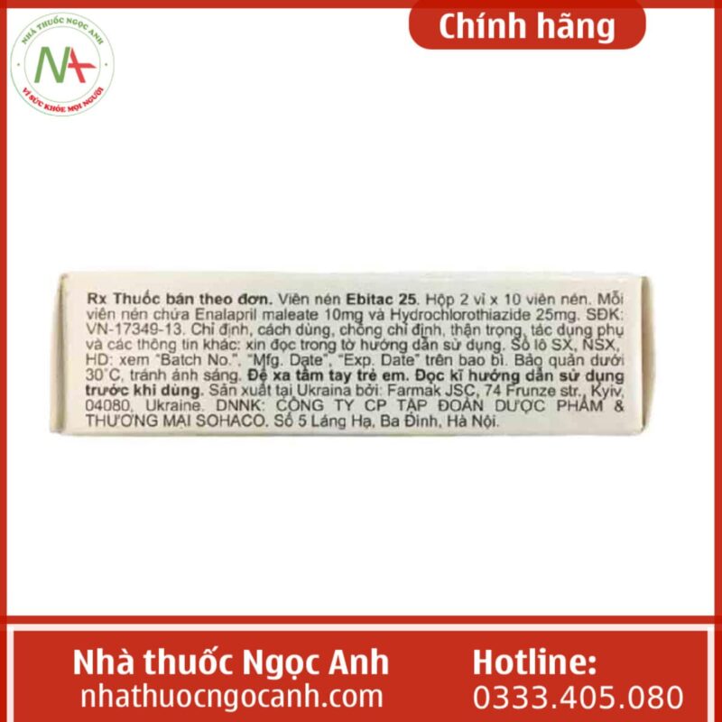 Thuốc huyết áp Ebitac 25 là thuốc gì, giá bao nhiêu, mua ở đâu?