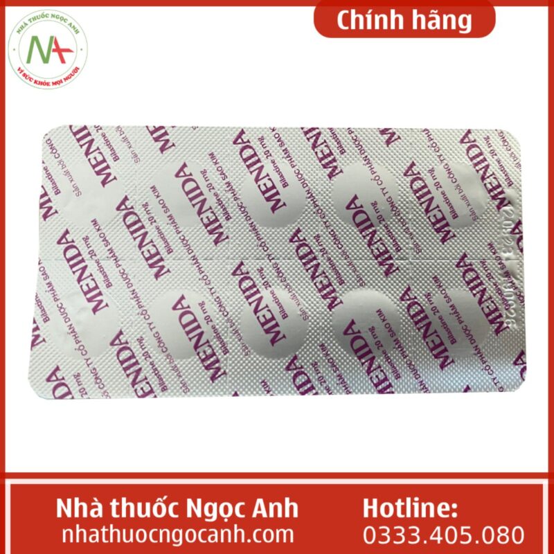 Thuốc Menida 20mg là thuốc gì, có tác dụng gì, giá bao nhiêu, mua ở đâu?