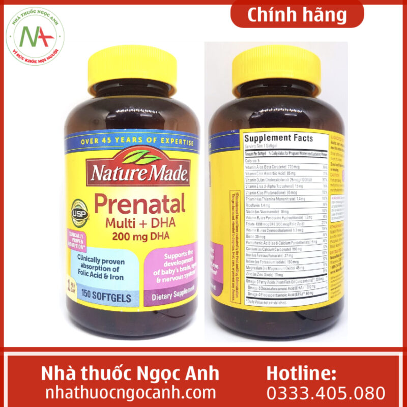 Vitamin cho bà bầu Nature Made Prenatal Multi + DHA 150 viên giá bao ...