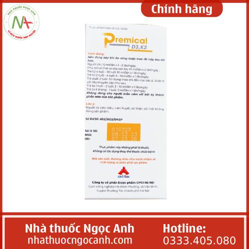 Thuốc Premical D3K2 có tốt không, giá bao nhiêu? Mua ở đâu?