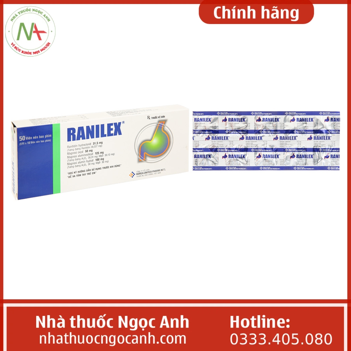Thuốc Ranilex (h/50v) có tác dụng gì, giá bao nhiêu, mua ở đâu?