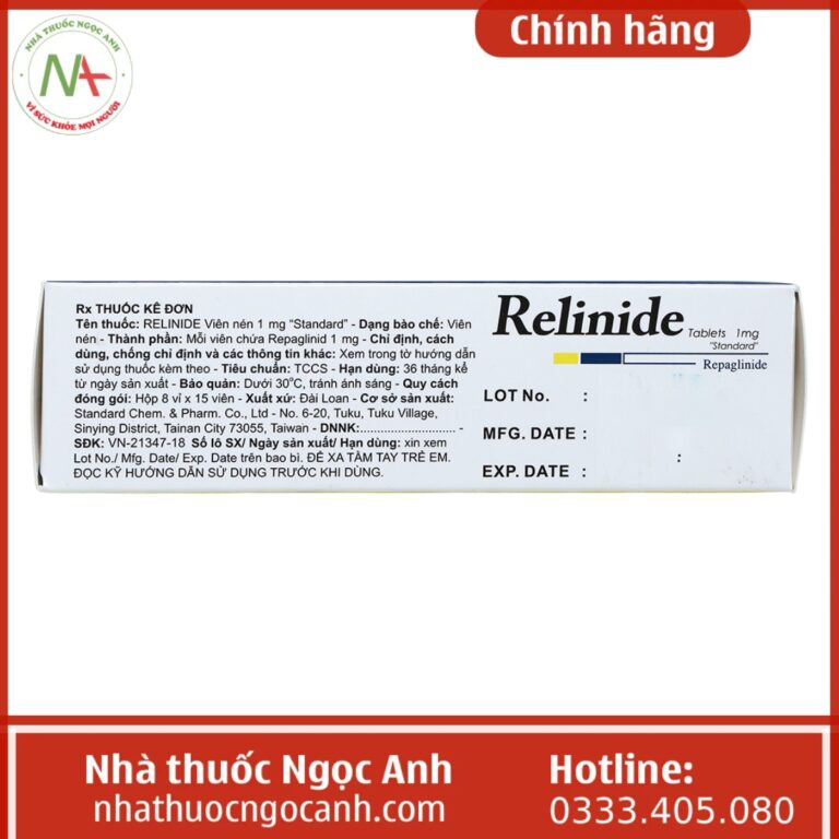 Thuốc Relinide Tablets 1mg "Standard" giá bao nhiêu, mua ở đâu?