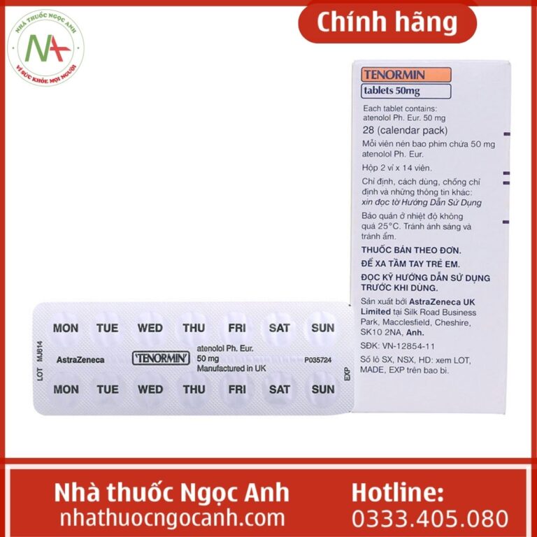 Thuốc Tenormin tablets 50 mg là thuốc gì, mua ở đâu, giá bao nhiêu, tác ...