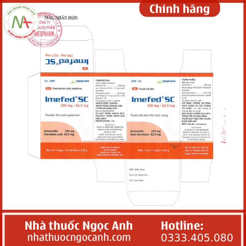 Thuốc Imefed SC 250mg/62,5mg là thuốc gì, có phải kháng sinh, giá bao ...