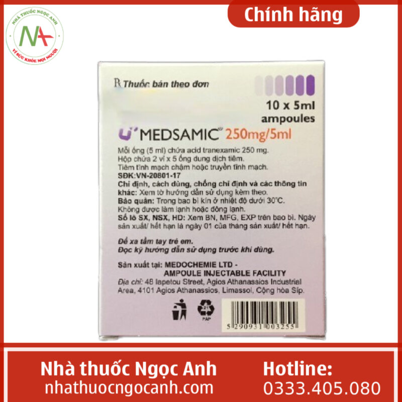Thuốc Medsamic 250mg/5ml là thuốc gì, giá bao nhiêu, mua ở đâu