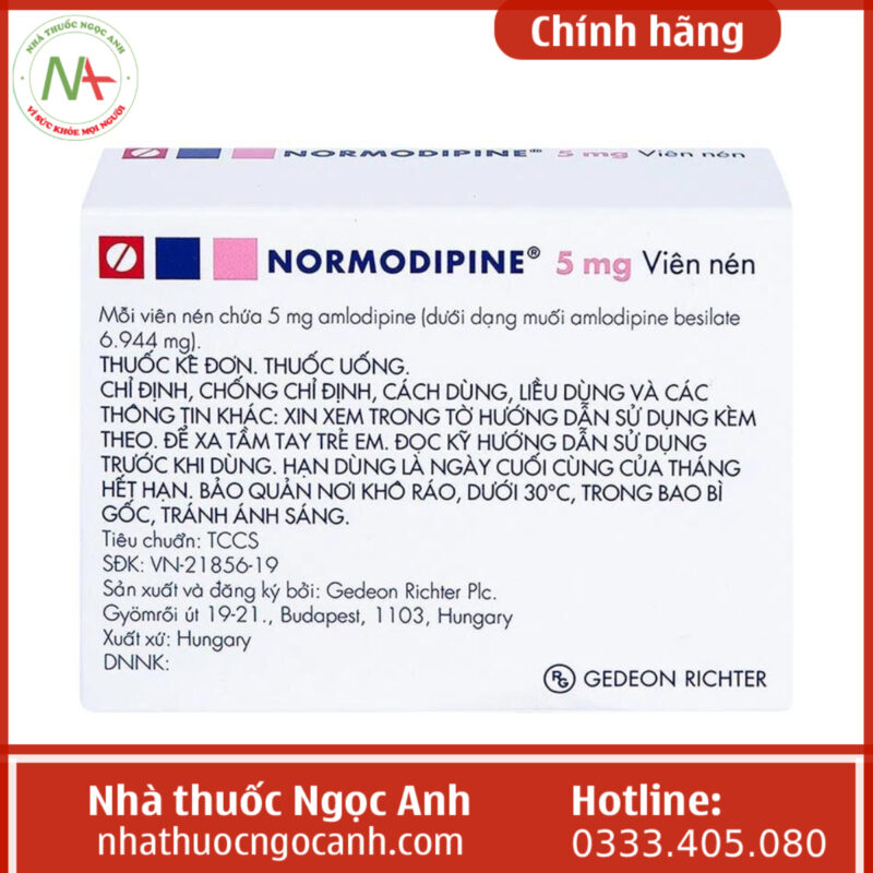 Thuốc Normodipine 5mg là thuốc gì, giá bao nhiêu, mua ở đâu?