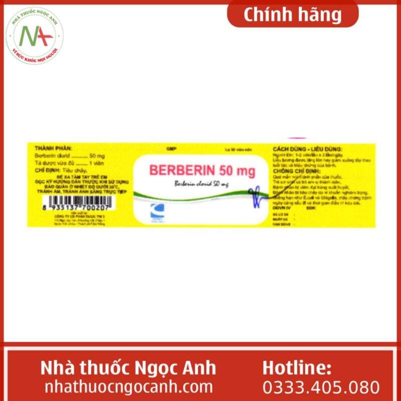 Berberin 50mg TW3 là thuốc gì? Giá bao nhiêu? Mua ở đâu