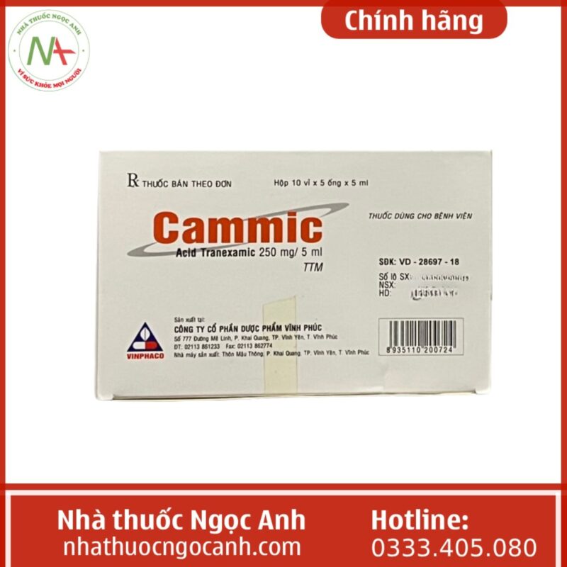Thuốc Cammic tiêm 250 mg/5ml có tác dụng gì, mua ở đâu, giá bao nhiêu