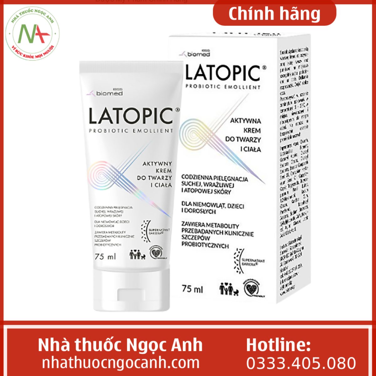 Latopic Face and Body Cream 75ml có tốt không? mua ở đâu? giá bao nhiêu