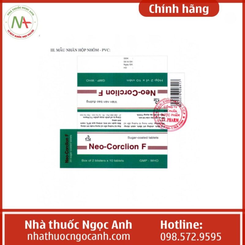 Thuốc Neo-Corclion F là thuốc gì, tác dụng, giá bao nhiêu, mua ở đâu