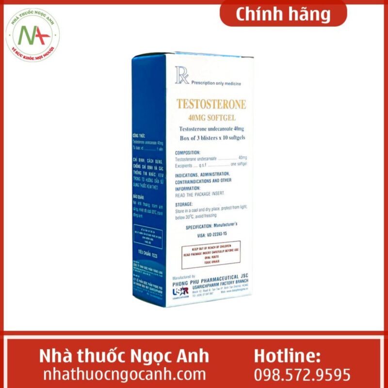 Thuốc Testosterone 40mg Softgel là gì, giá bao nhiêu, mua ở đâu