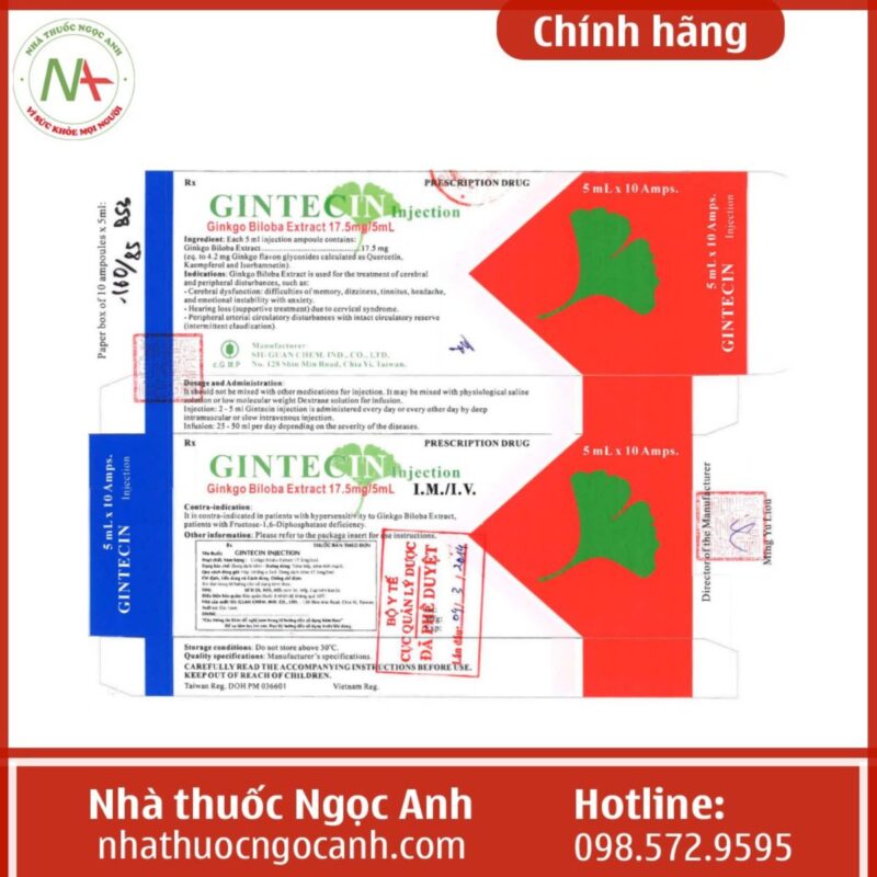 Thuốc Gintecin Injection là gì, tác dụng, giá bao nhiêu, mua ở đâu