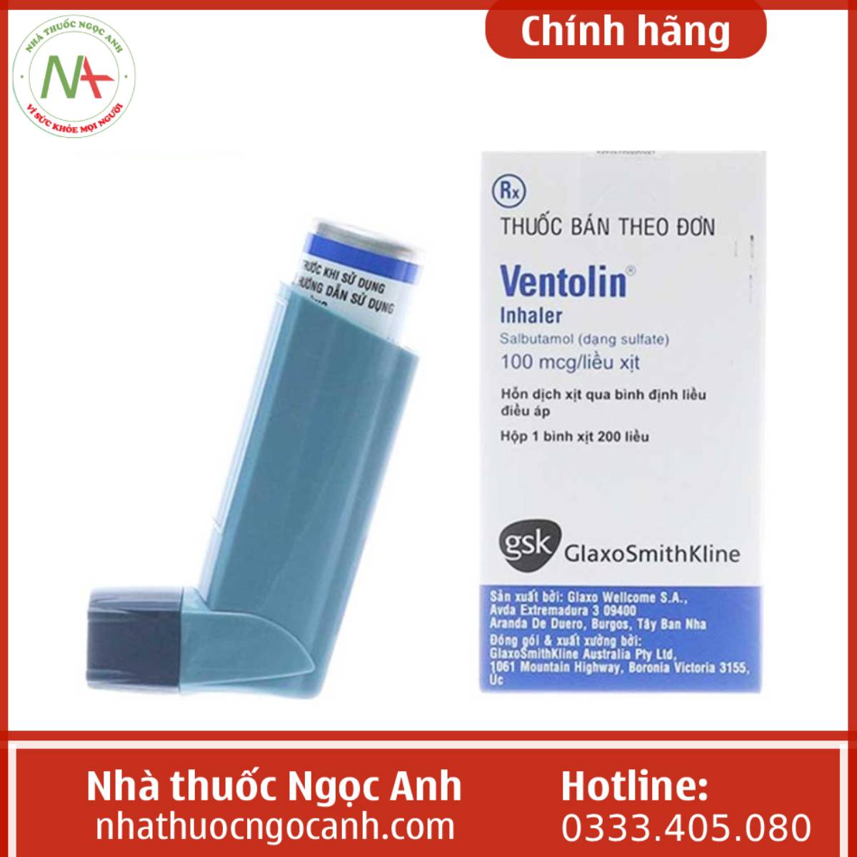 Ventolin Inhaler 100mcg là thuốc gì? Giá bao nhiêu? Mua ở đâu?