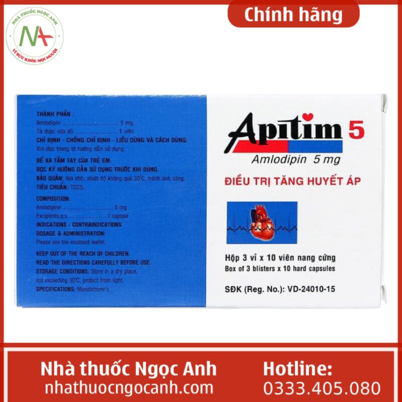 Thuốc Apitim 5 là thuốc gì, trị bệnh gì? Giá bao nhiêu? Mua ở đâu?