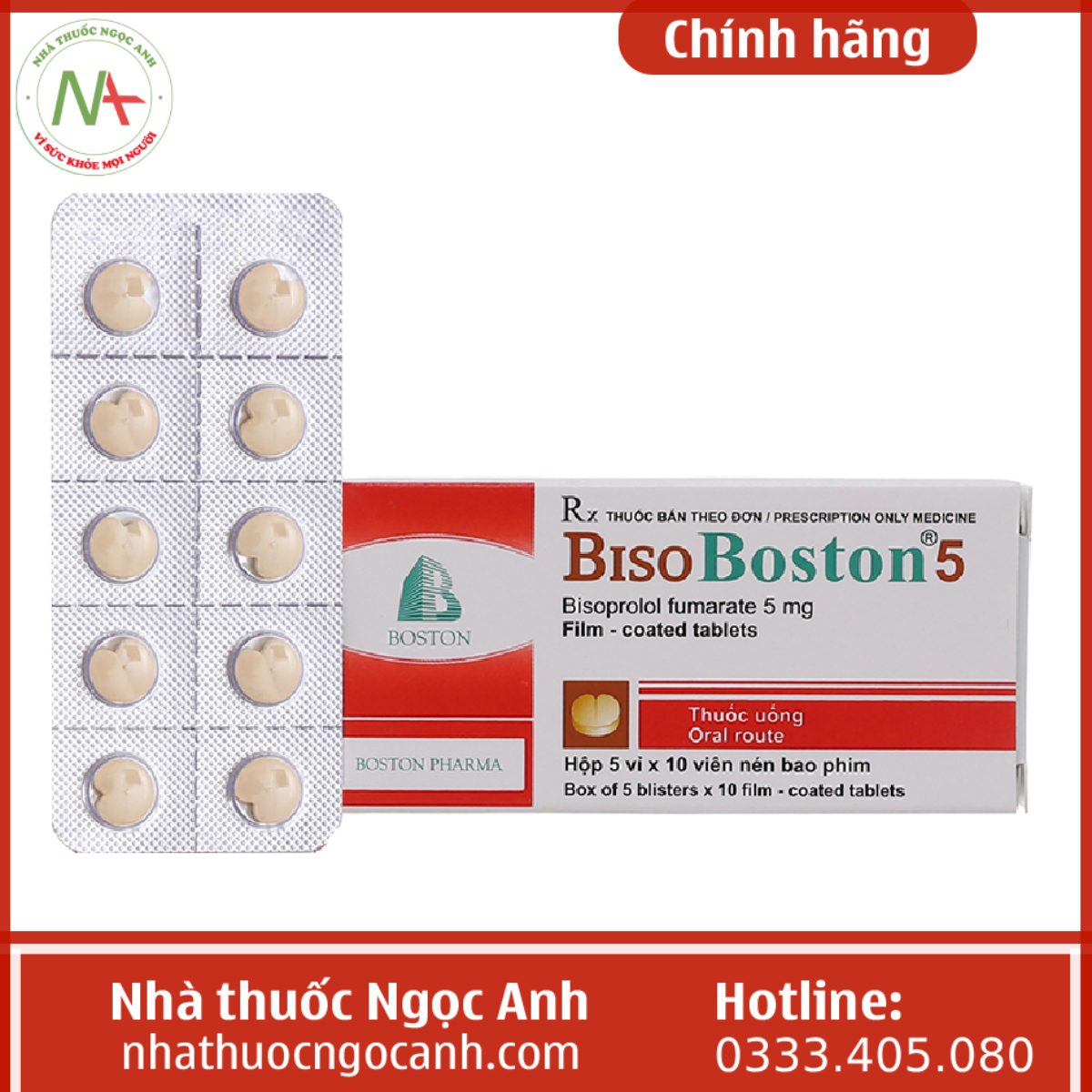 Thuốc BisoBoston 5 có tác dụng gì, mua ở đâu, giá bao nhiêu?