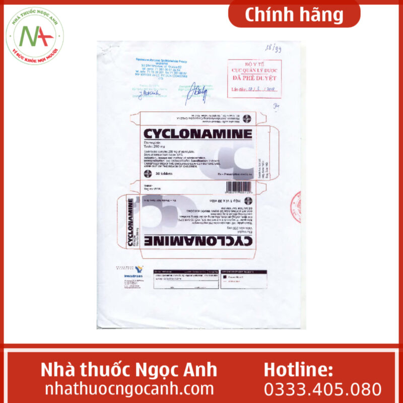 Thuốc Cyclonamine 250mg là thuốc gì, giá bao nhiêu, mua ở đâu?