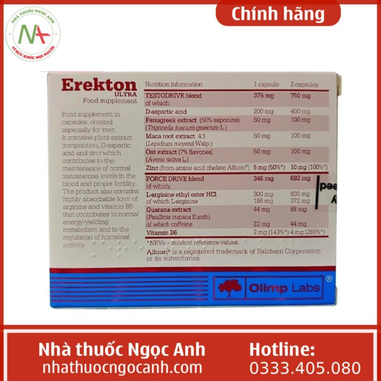 Thuốc Erekton Ultra giá bao nhiêu? Mua ở đâu? Có tốt không?