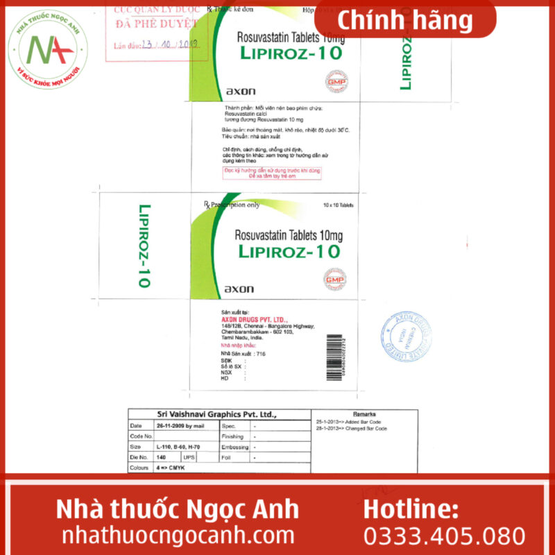 Thuốc Lipiroz-10 là thuốc gì, giá bao nhiêu? Mua ở đâu?