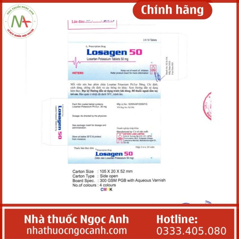 Thuốc Losagen 50 là thuốc gì, mua ở đâu, giá bao nhiêu, tác dụng gì
