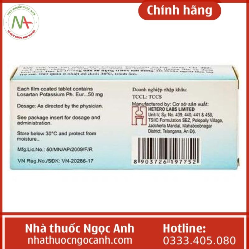 Thuốc Losagen 50 là thuốc gì, mua ở đâu, giá bao nhiêu, tác dụng gì
