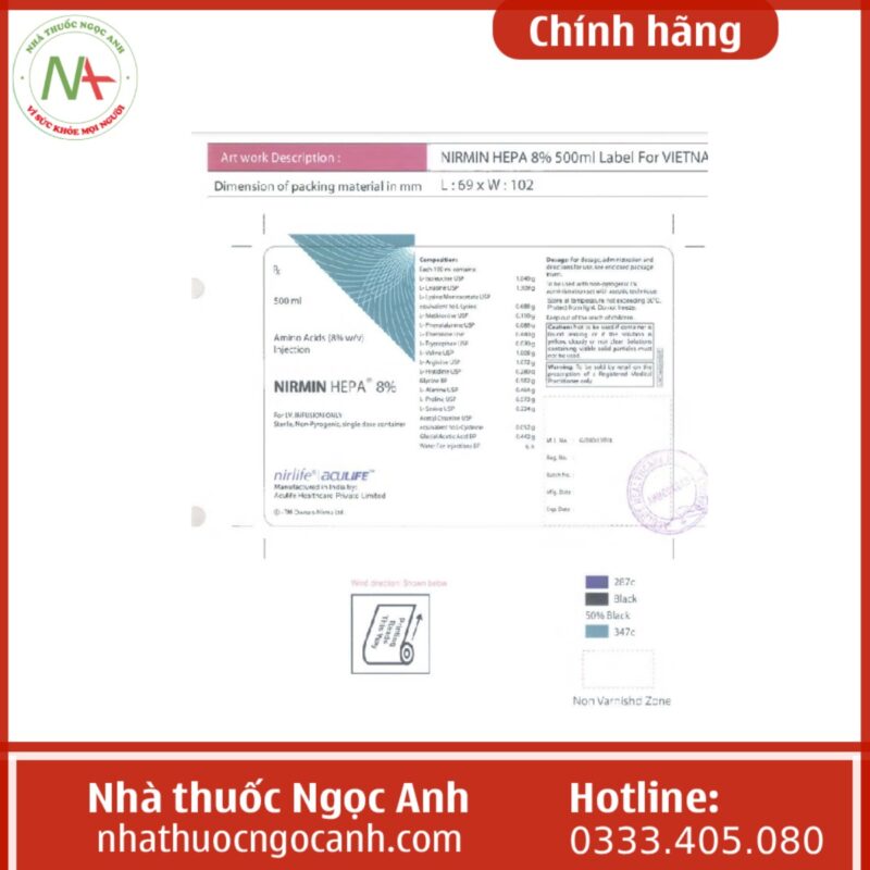 Thuốc Nirmin Hepa 8% là thuốc gì, có tác dụng gì, giá bao nhiêu, mua ở đâu?