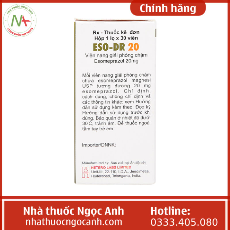 Thuốc Eso-DR 20 là thuốc gì, giá bao nhiêu? Mua ở đâu?