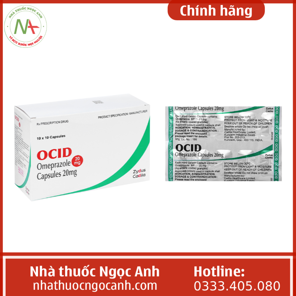 Thuốc Ocid 20mg là thuốc gì, uống thế nào, giá bao nhiêu? Mua ở đâu?