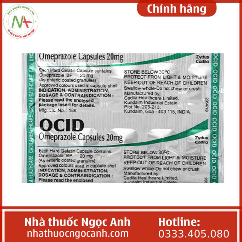 Thuốc Ocid 20mg là thuốc gì, uống thế nào, giá bao nhiêu? Mua ở đâu?