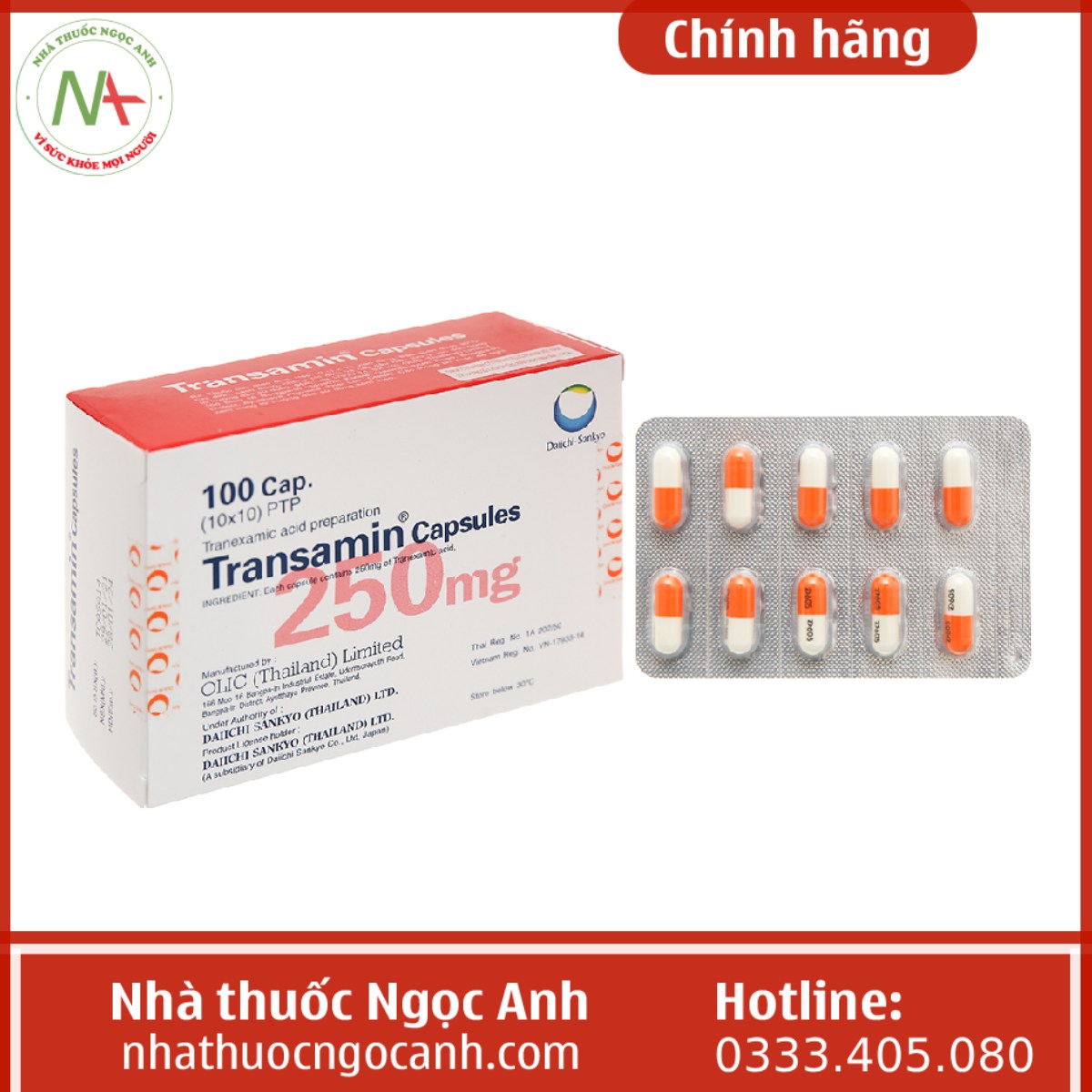 Thuốc Transamin Capsules 250 mg là thuốc gì, có tác dụng gì, giá bao ...