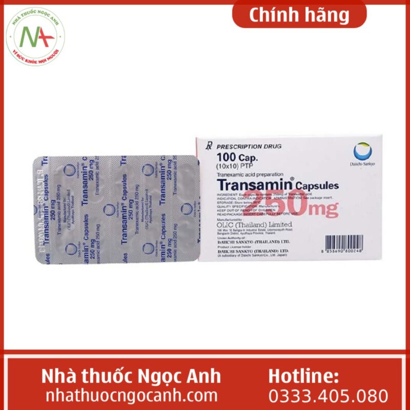 Thuốc Transamin Capsules 250 mg là thuốc gì, có tác dụng gì, giá bao ...