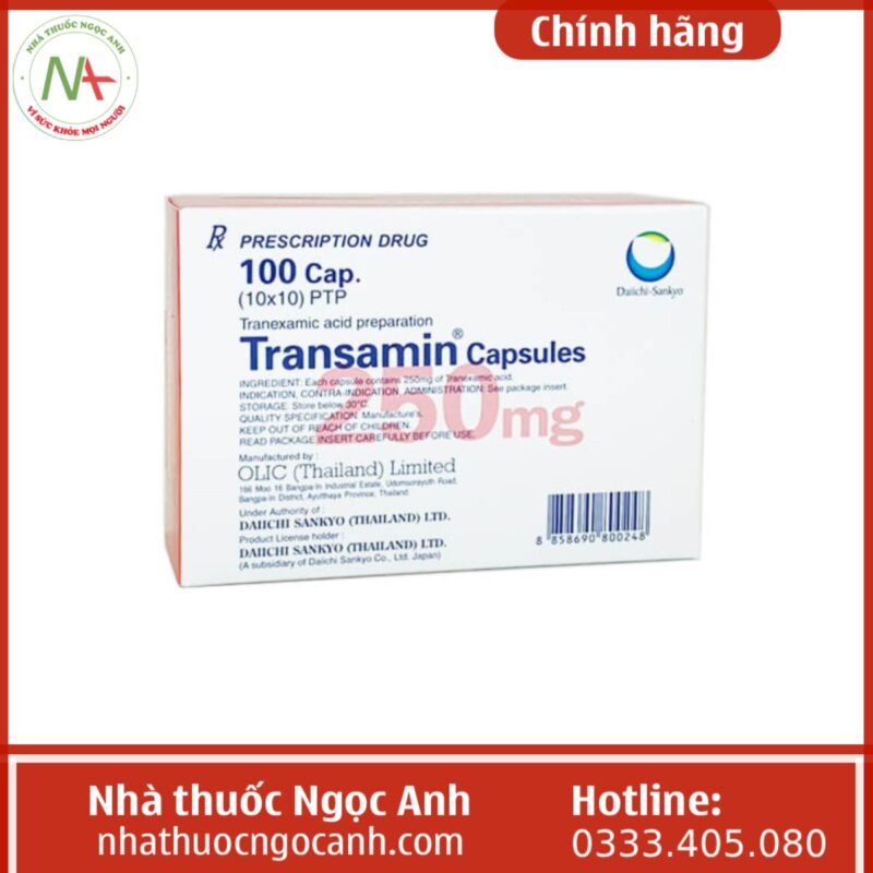 Thuốc Transamin Capsules 250 mg là thuốc gì, có tác dụng gì, giá bao ...