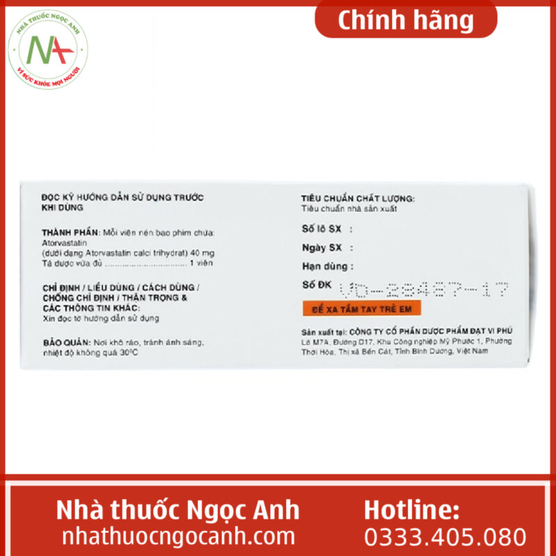 Thuốc Vaslor-40 là thuốc gì, giá bao nhiêu? Mua ở đâu?