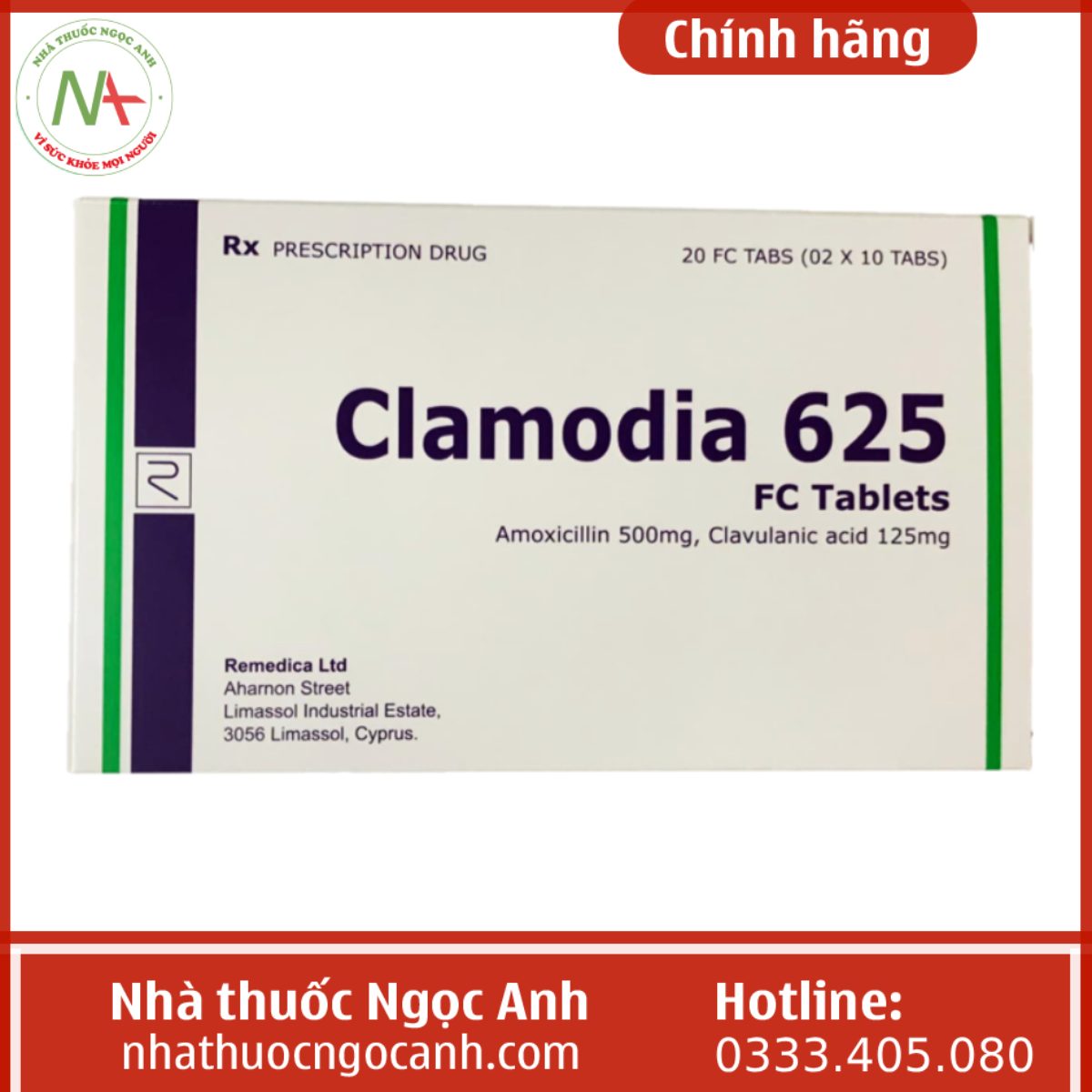 Thuốc Clamodia 625 FC Tablets có tác dụng gì? giá bao nhiêu? mua ở đâu