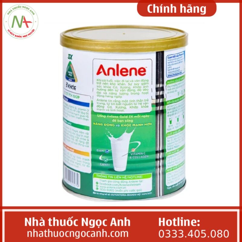 Sữa Anlene Gold 3X 400g giá bao nhiêu, có tác dụng gì, mua ở đâu?