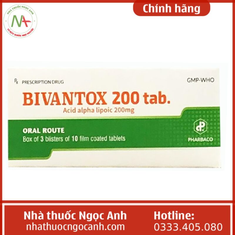 Thuốc Bivantox 200 tab. là thuốc gì, giá bao nhiêu, có tác dụng gì, mua ...