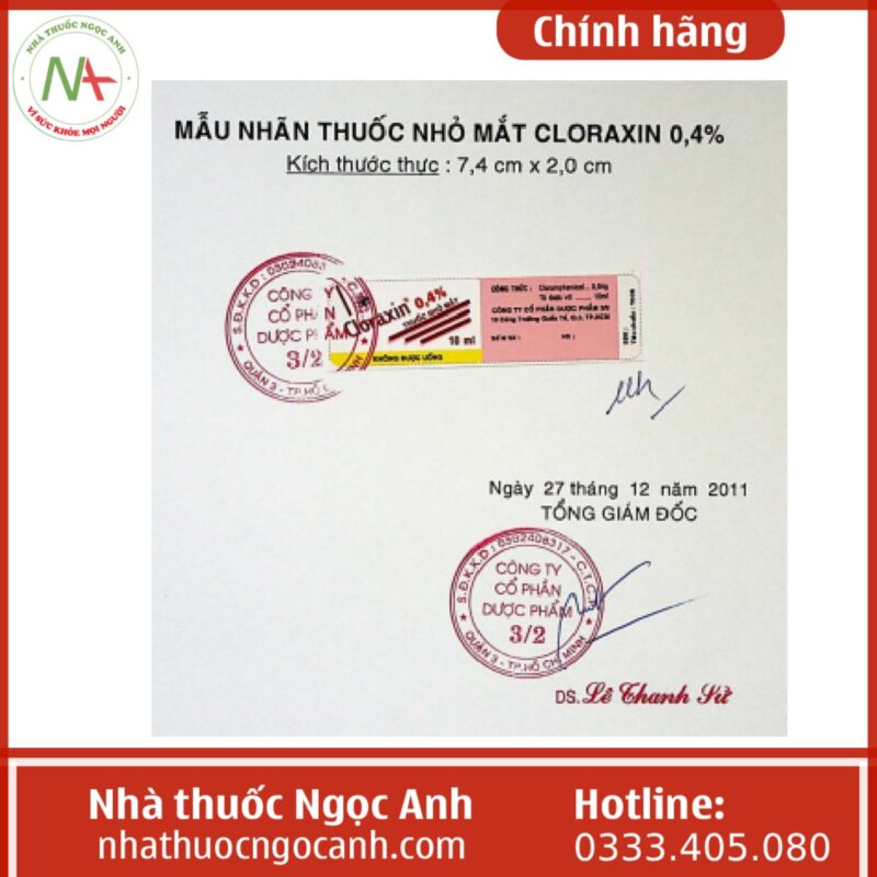 Thuốc nhỏ mắt Cloraxin 0,4 % có tác dụng gì, giá bao nhiêu, mua ở đâu?