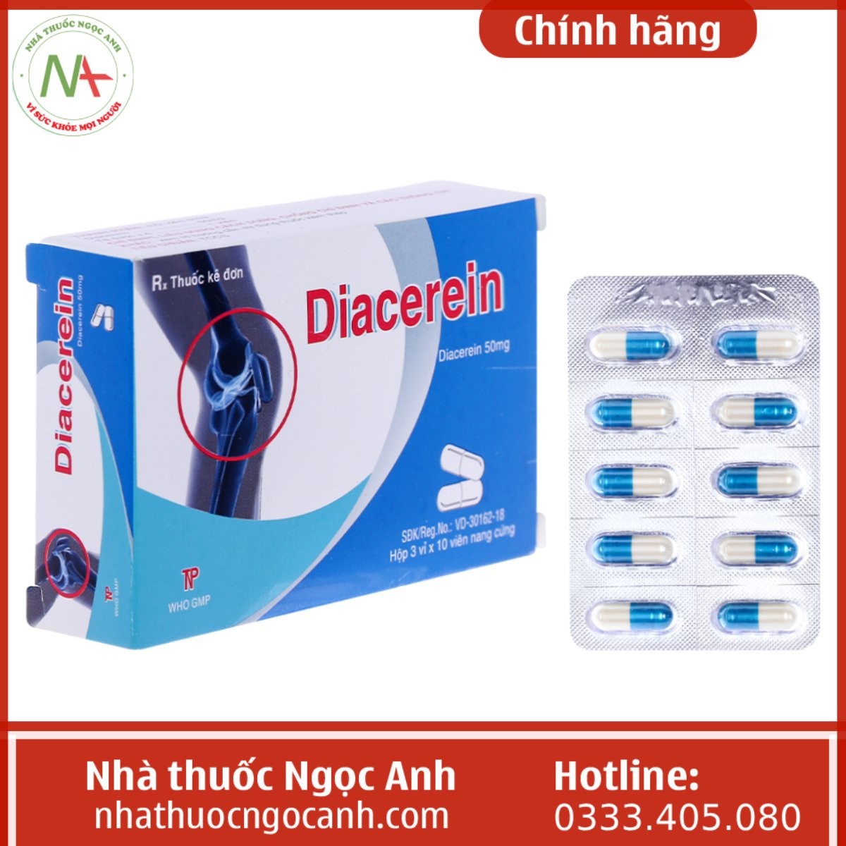 Thuốc Diacerein TNP 50mg có tác dụng gì, giá bao nhiêu, mua đâu?