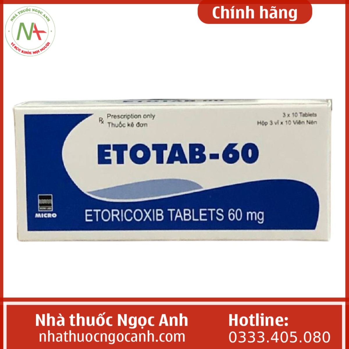 Thuốc Etotab 60 là thuốc gì, có tác dụng gì, giá bao nhiêu, mua ở đâu?