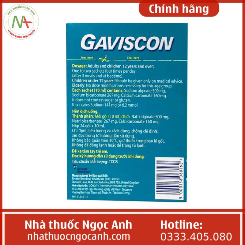Thuốc Gaviscon 10ml là thuốc gì, giá bao nhiêu, uống trước hay sau ăn?