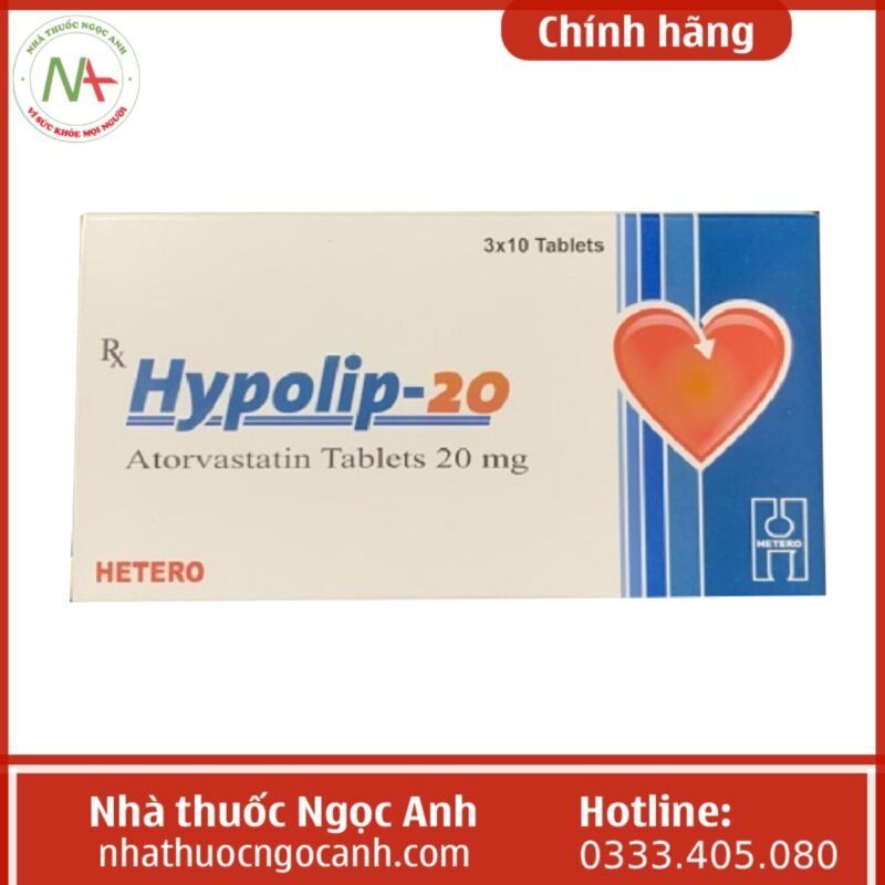 Thuốc Hypolip-20 Hetero là thuốc gì, trị bệnh gì, giá bao nhiêu, mua ở đâu?