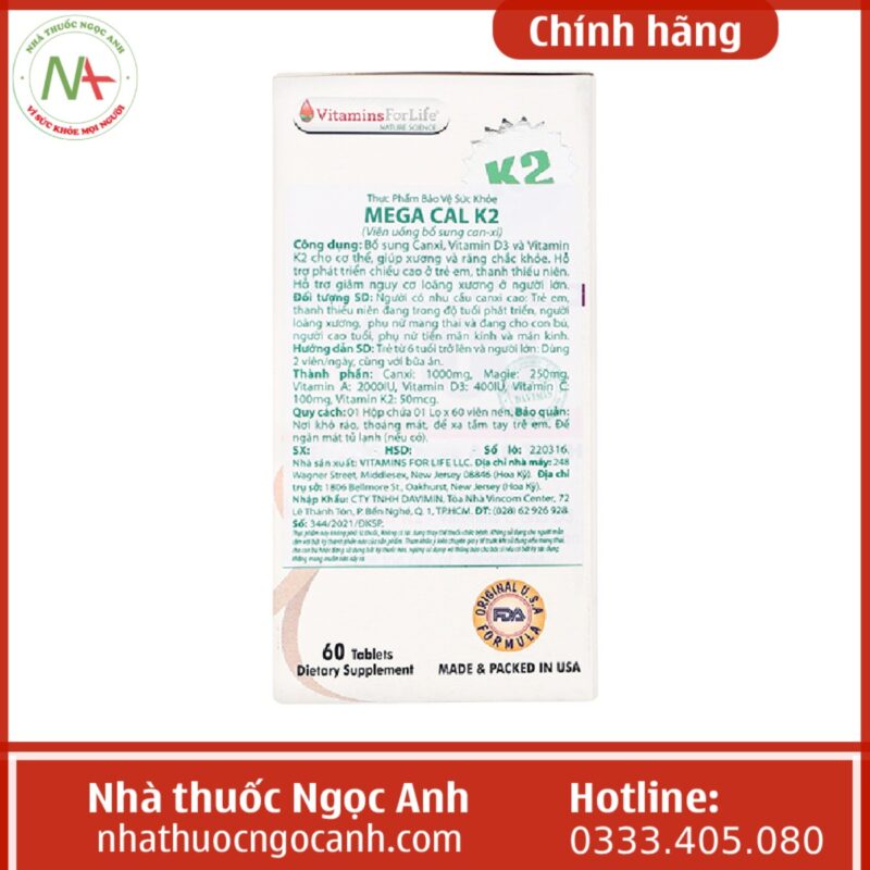 Mega-Cal K2 có tốt không, giá bao nhiêu, mua ở đâu, có tác dụng gì?