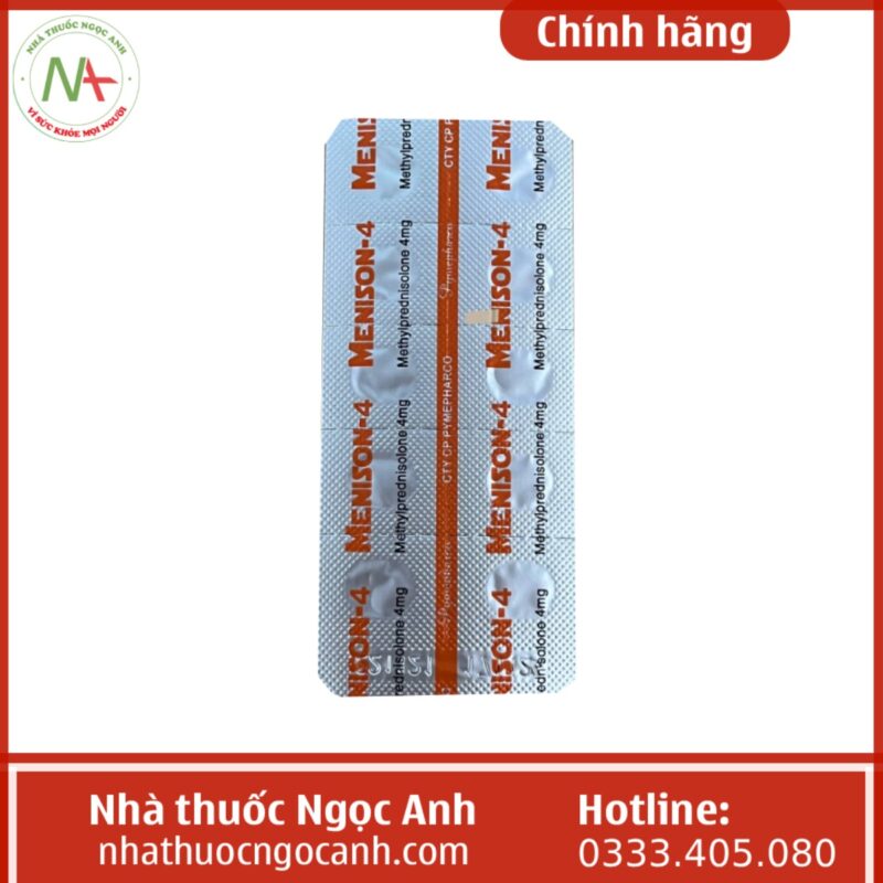 Thuốc Menison 4mg Pymepharco có tác dụng gì, liều dùng, giá bao nhiêu ...