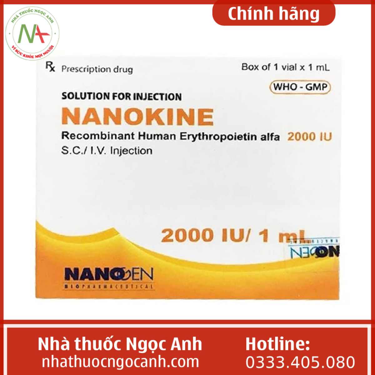 Thuốc Nanokine 2000 IU/1ml giá bao nhiêu? Mua ở đâu?