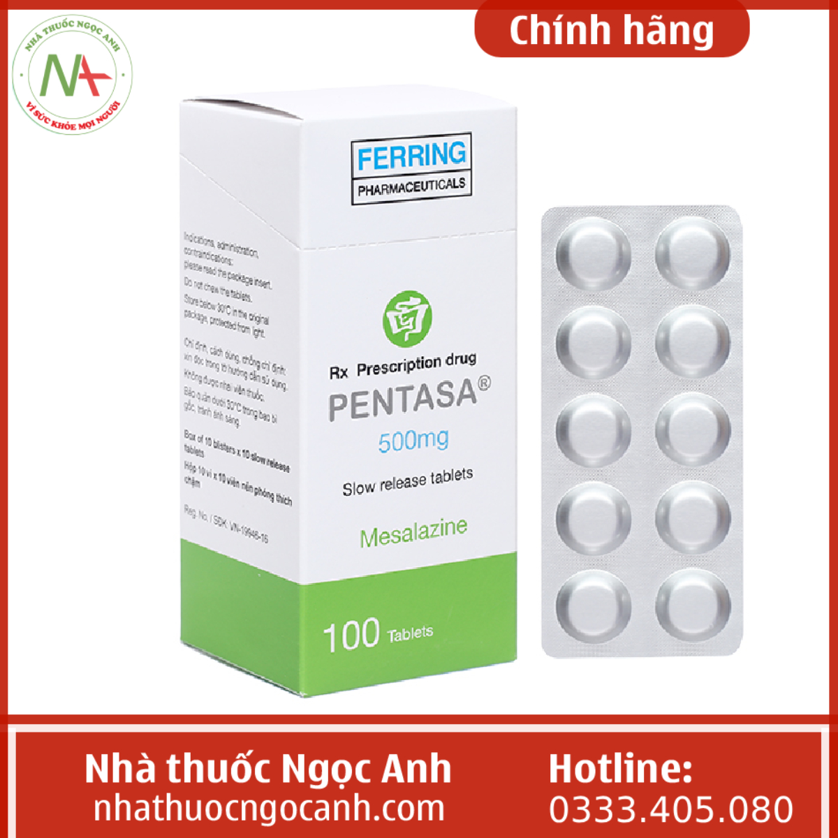 Thuốc Pentasa 500mg là thuốc gì, giá bao nhiêu, mua ở đâu?