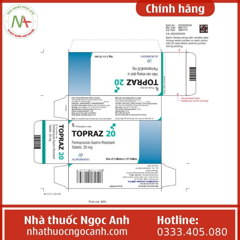 Thuốc Topraz 20 có tác dụng gì, giá bao nhiêu, mua ở đâu?