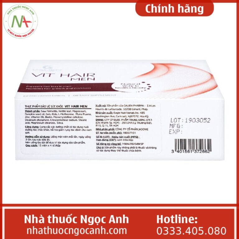 Thuốc Vit Hair Men có tốt không, có tác dụng gì, giá bao nhiêu, mua ở đâu?