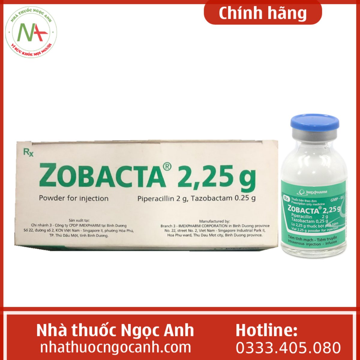 Thuốc Zobacta 2,25g có tác dụng gì, giá bao nhiêu, mua ở đâu?