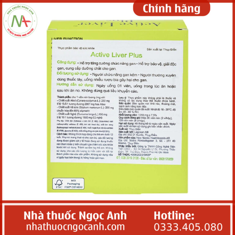 Thuốc Active Liver Plus New Nordic là thuốc gì, có tác dụng gì, giá bao ...